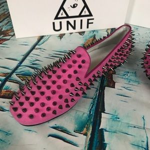 UNIF | Shoes | Unif Hellraiser Bubblegum Pink Spiked Flats Nib | Poshmark
